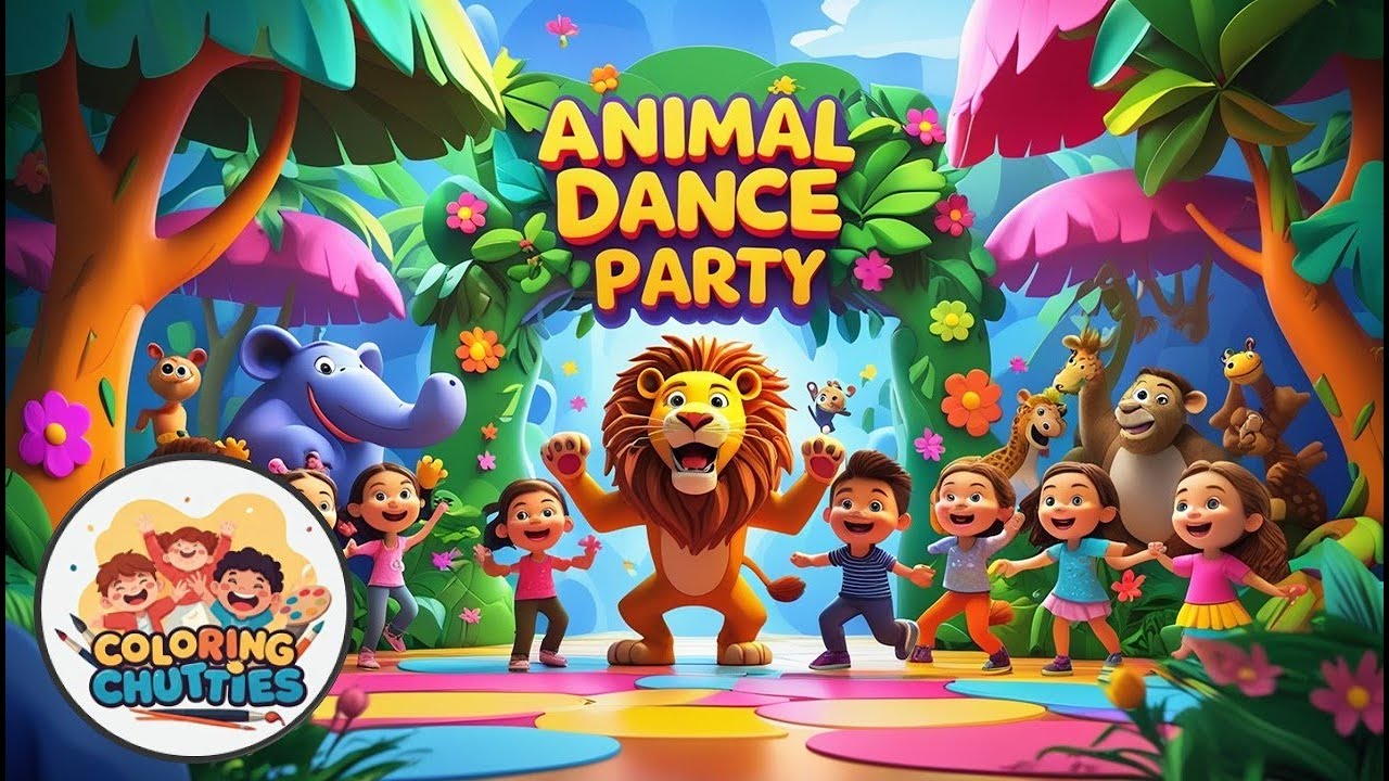 🎨🎉🐾 Animal Dance Party 🎶🦁🕺 | Fun 3D Animation for Kids! | A Colorful ...