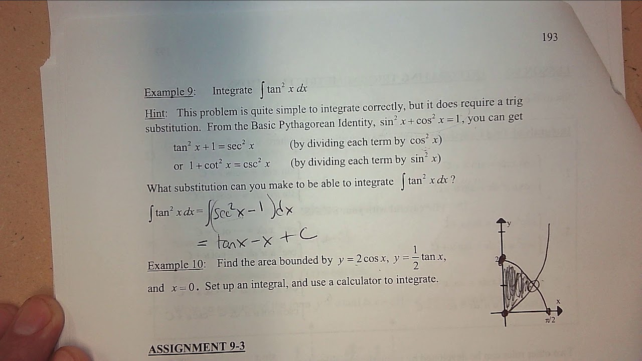 Calculus Lesson 9-3 Integrating Trig Functions - YouTube