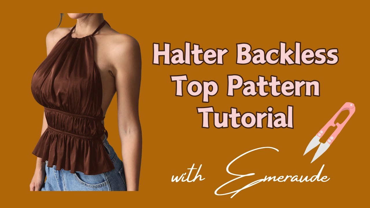 Backless Top Pattern, Halter Neck Pattern, Ruched Front, Easy to sew ...