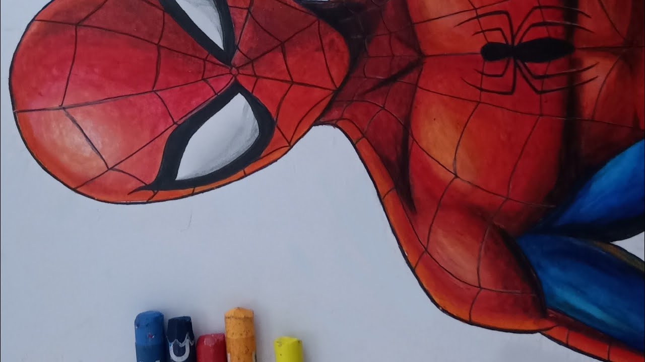 How To Draw Spiderman with oil Pastel colour Step by step easy tutorial ...