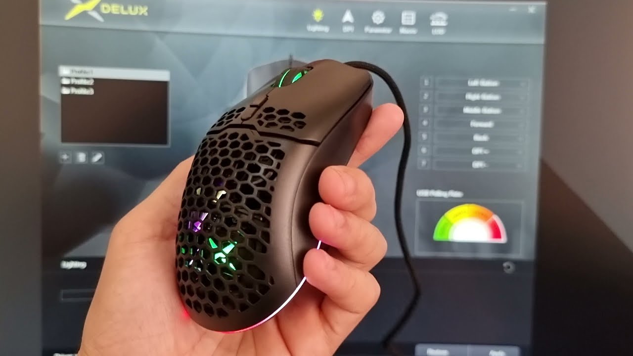 Delux M700 PMW3389 RGB Mouse Gaming 67G Kerangka Sarang, 41% OFF