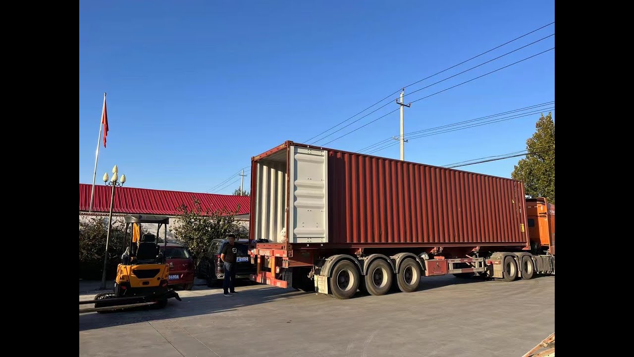 2 tons excavators in containers shipping to Italy - YouTube