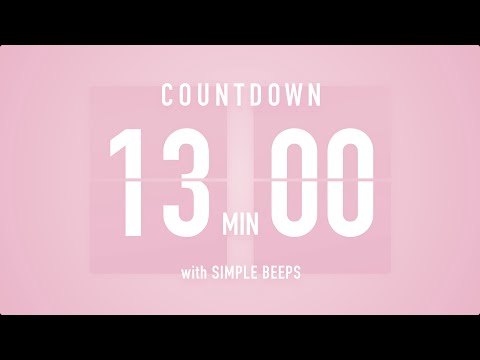 13 Minute Countdown Timer 🌸 Flip Clock with Simple Beeps 🔔