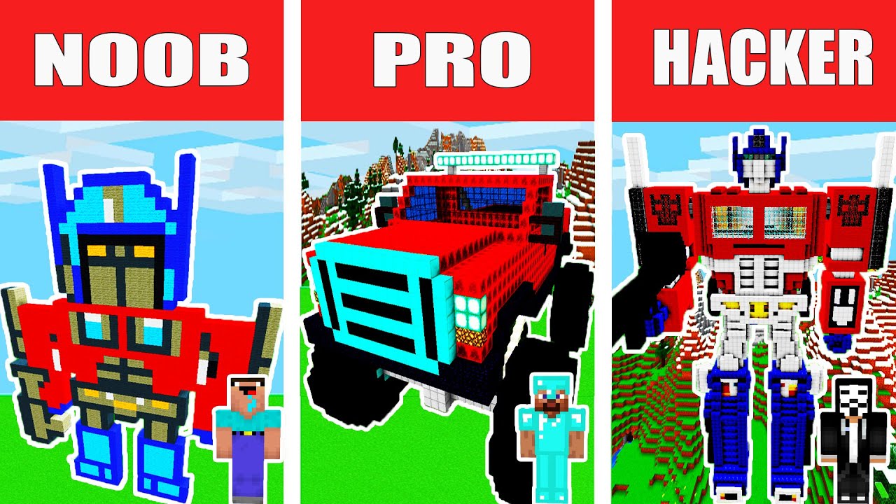 Minecraft NOOB vs PRO vs HACKER: MODERN TRANSFORMERS OPTIMUS STATUE ...