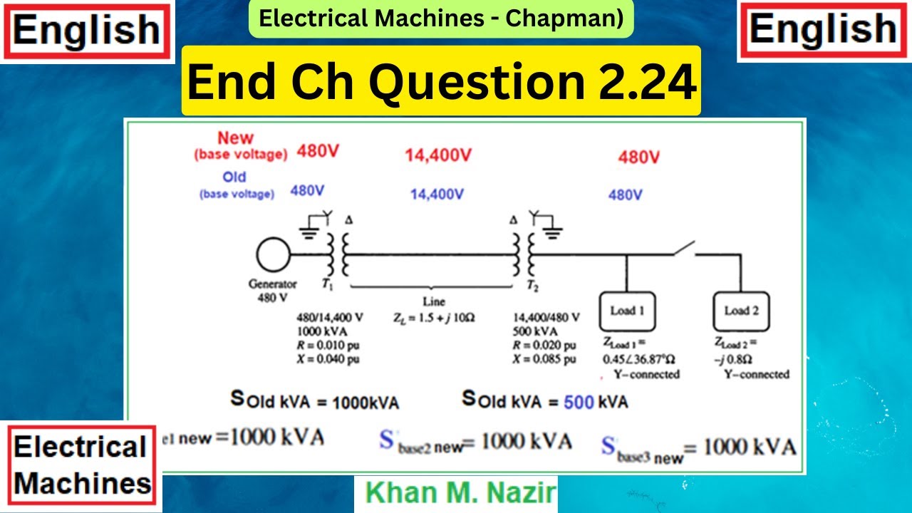 End Ch Q 2.24 || Per Phase Impedance in Per Unit || Single line diagram ...