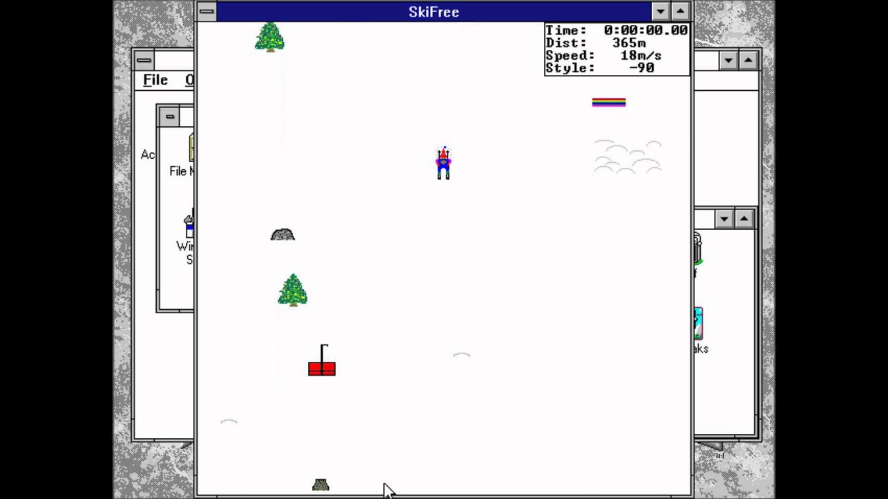 SkiFree on Windows 3.1 - YouTube