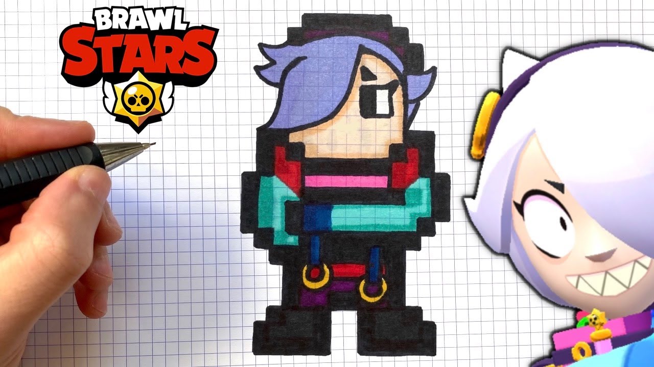 HOW TO DRAW COLETTE PIXEL ART BRAWL STARS - YouTube