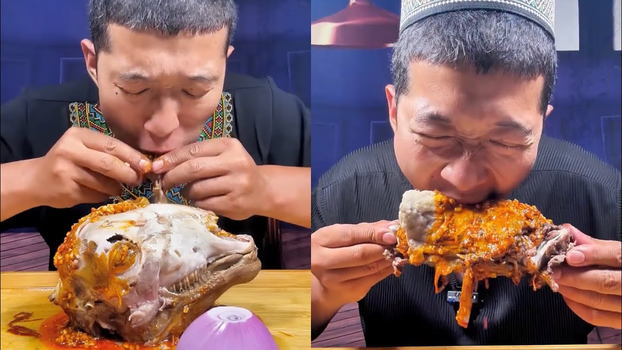 Mukbang ASMR | Spicy Sheep Head Goat Head Eating Show | Ăn Đầu Dê Đầu ...