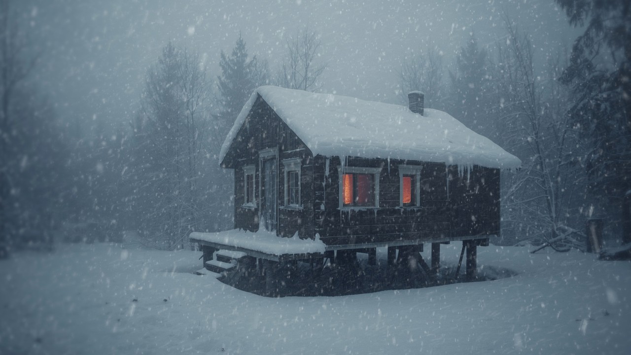 Blizzard in a cozy cabin For Deep Sleep┇Relaxing blizzard with wind for ...