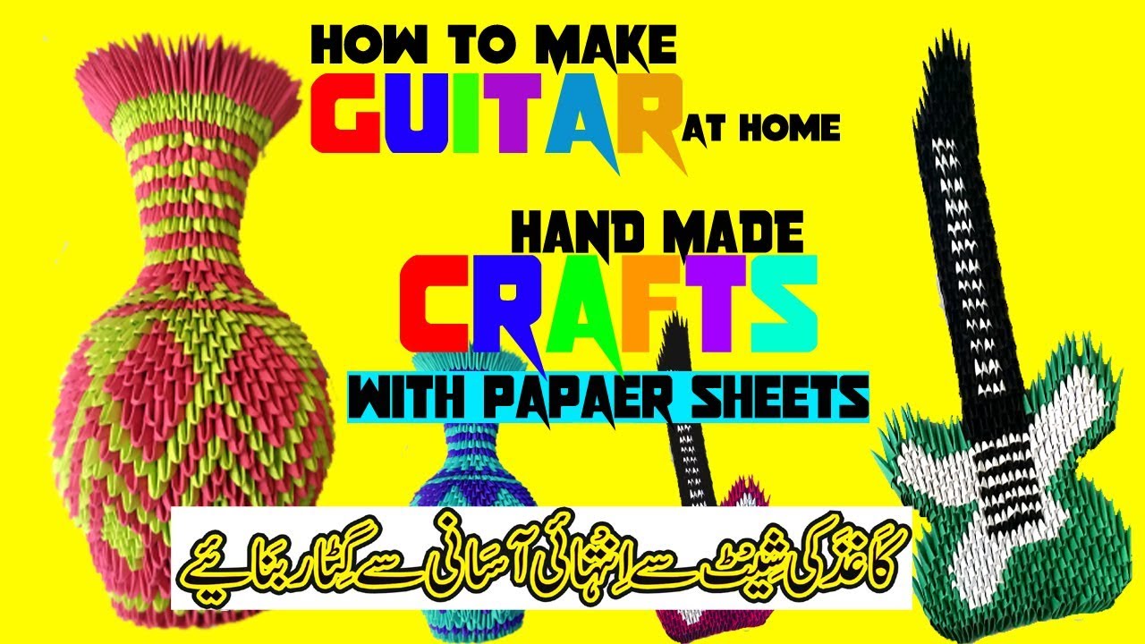 How to Make Guitar at Home - Hand Made Crafts With Paper Sheets ...