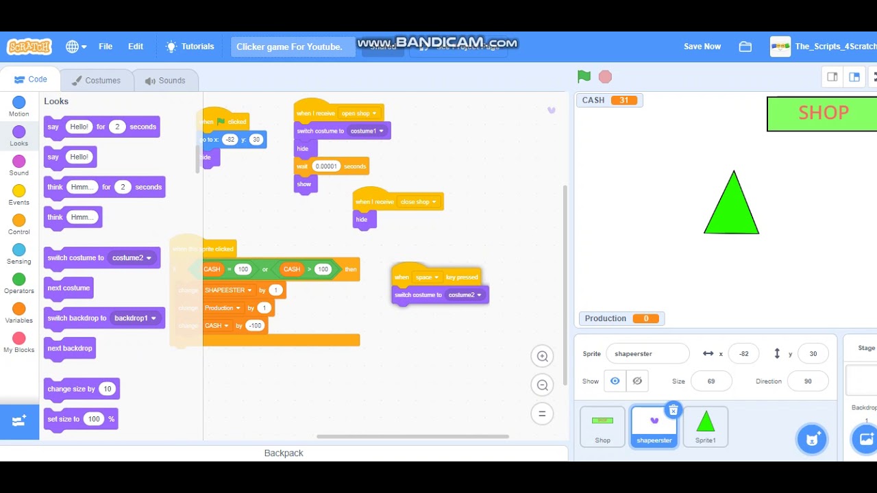 Part 2 to making a SHOP on scratch *CLICKER GAME* - YouTube