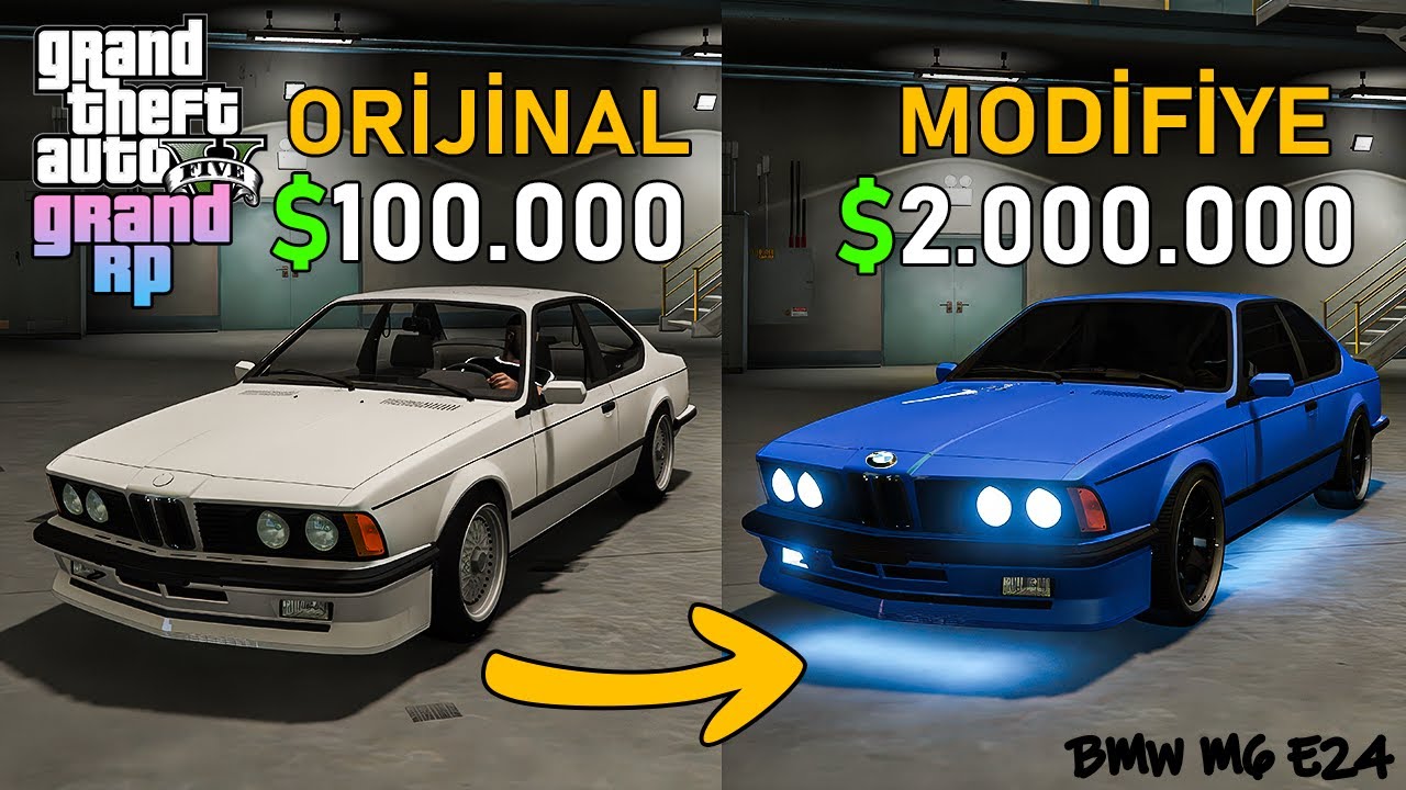 GTA 5 GRAND RP DE ESKİ KASA BMW 'Yİ FULLEDİM ! BMW M6 E24 MODİFİYE ...