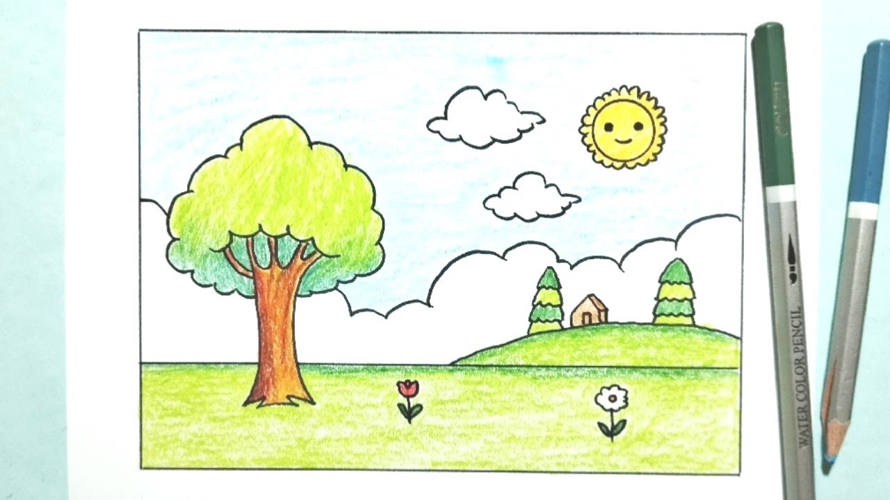 How to Draw Beautiful Nature - YouTube
