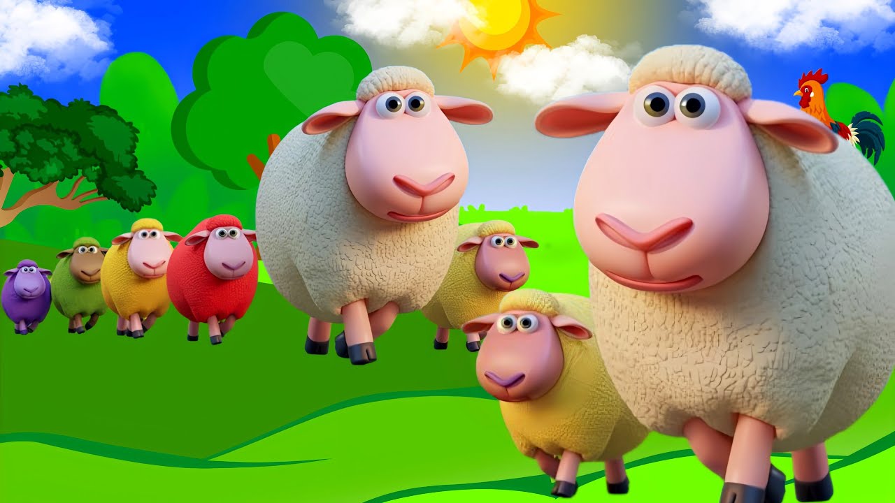 🐑 Five Little Sheep Jumping On The Bed | Baby Sheep Jumping Rhyme | New ...