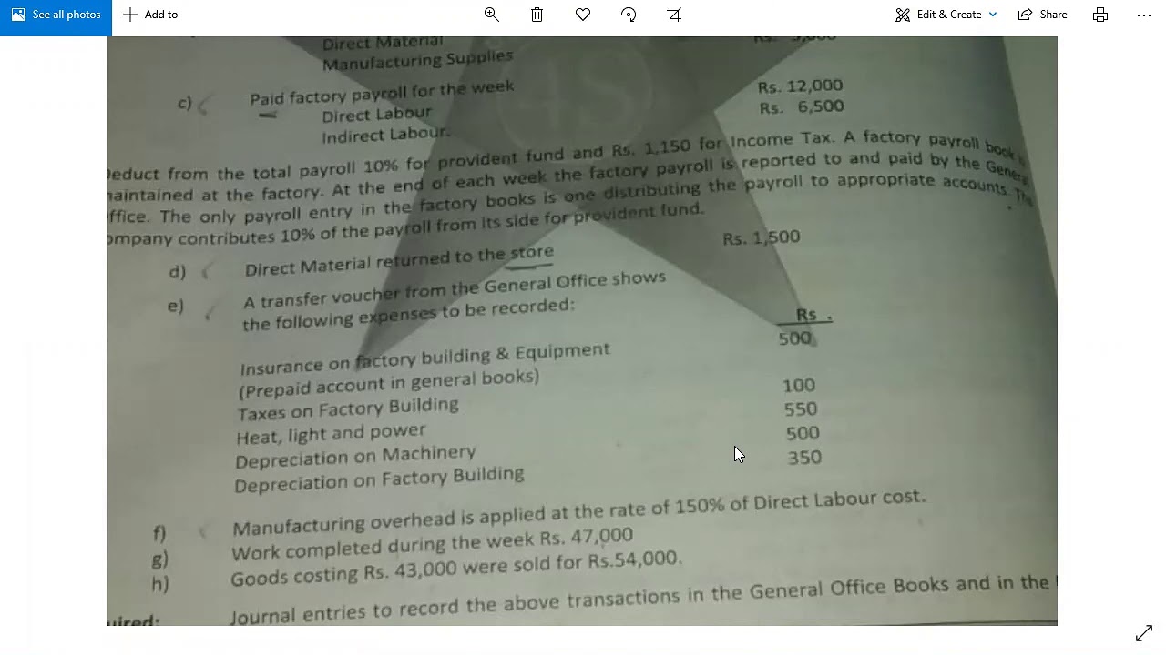 Cost Accounting | Factory ledger & General Ledger | Problem 15 Lecture ...