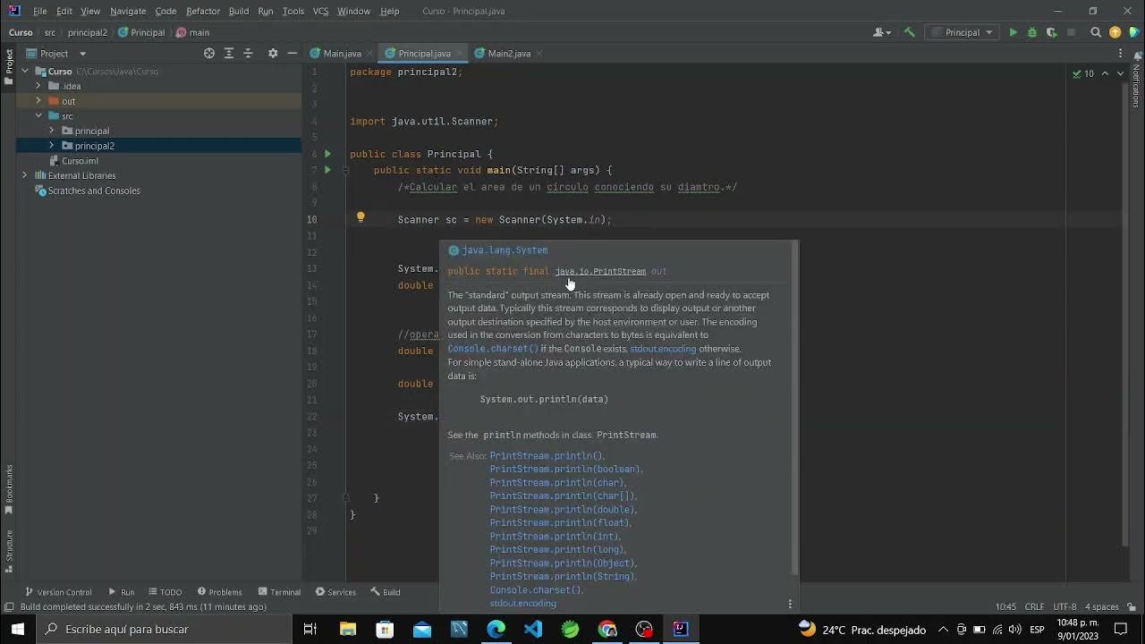 8.Curso de programacion java desde cero - Area de un circulo. - YouTube
