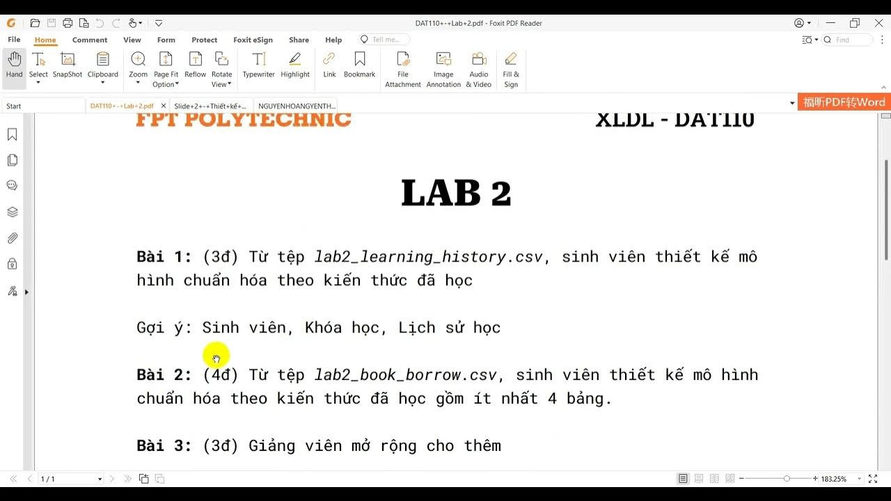 DATA MODELING - THIẾT KẾ MÔ HÌNH DỮ LIỆU | Lab2_Bài 1 DAT110 - YouTube