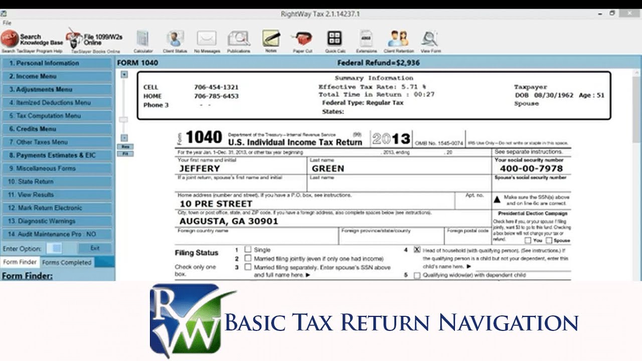 RightWay Basic Tax Return Navigation - YouTube