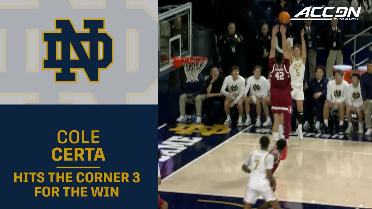 Notre Dame Cole Certa Hits The Corner 3 For The Win - YouTube