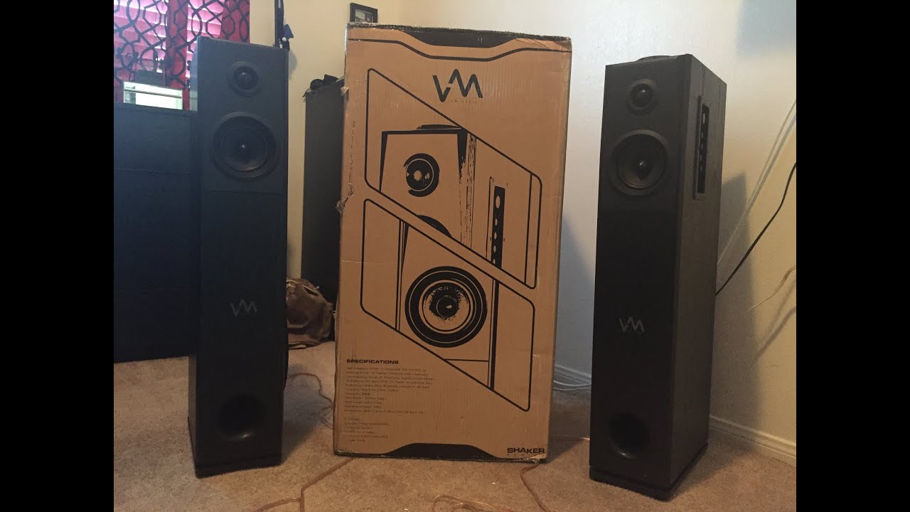 VM Audio SRAT10 Floorstanding Powered Tower Speakers Review - YouTube