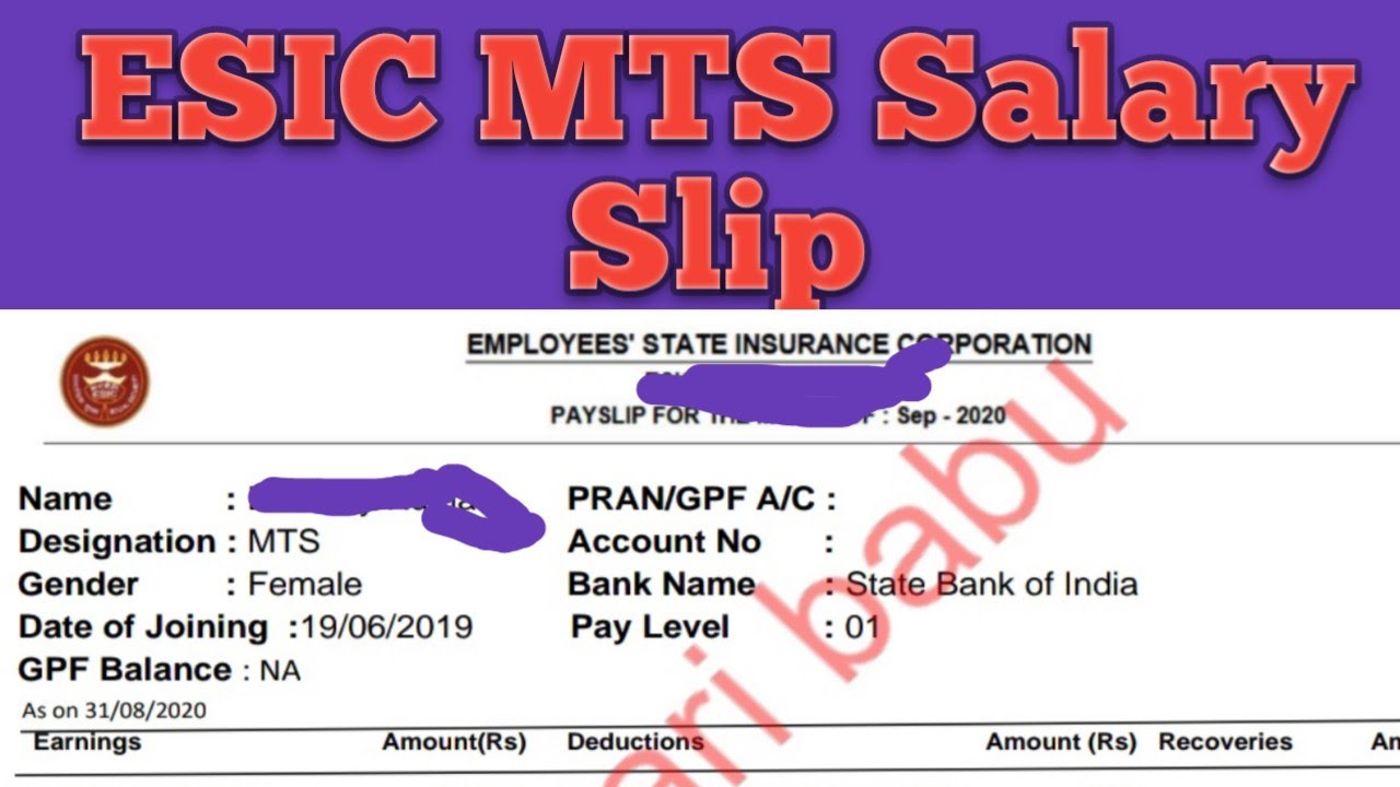 ESIC MTS salary slip (original) - YouTube