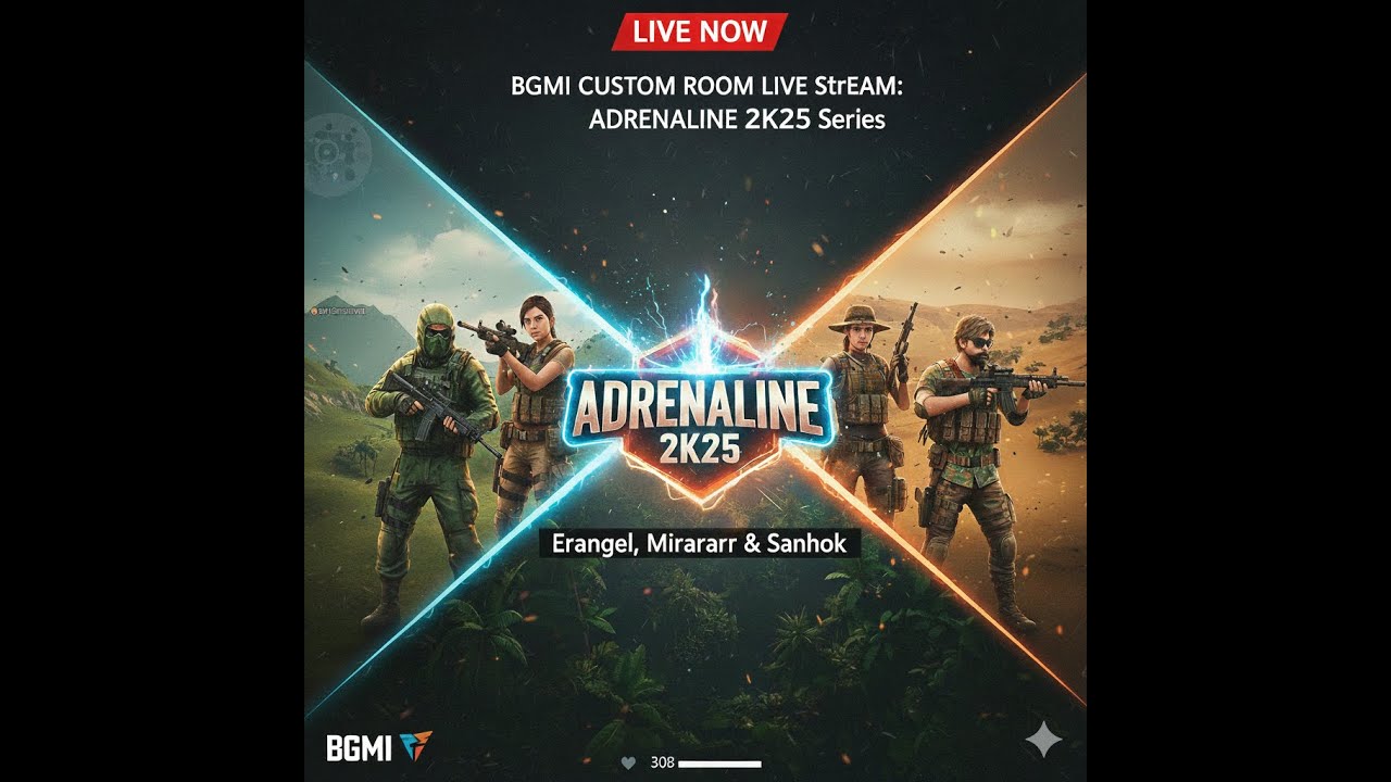 BGMI Custom Room Live Stream: ADRENALINE 2K25 Series - YouTube