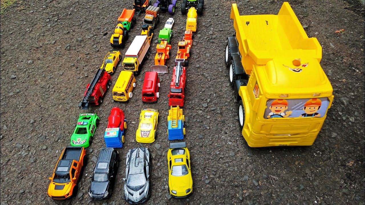 Mobil Truk Tronton Besar Penuh Mobil Mobilan, Mobil Balap, Truk Pemadam ...