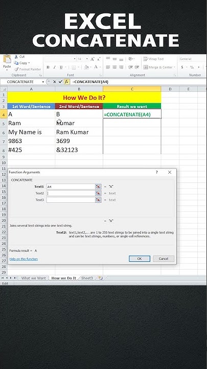 Learn Excel Concatenate | How to Join Two Cell Records | Join Two Word or Sentence - YouTube