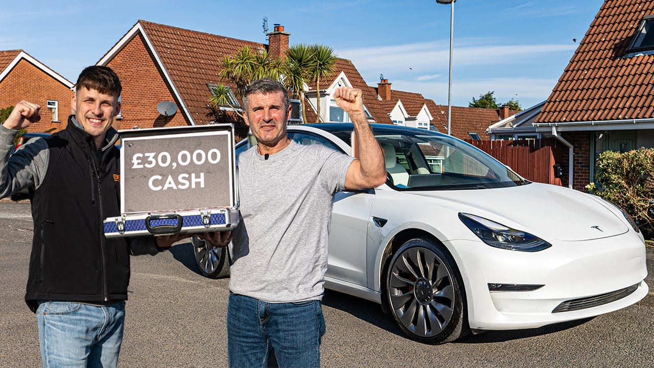 Floor Layer From Belfast wins a Tesla Model 3 + £30k for £2.10 - YouTube
