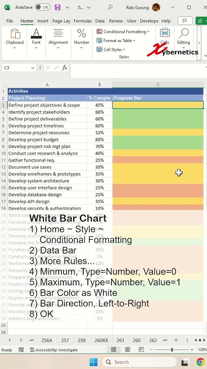 How To Create Progress Bars In Excel With Conditional Formatting Part 1 Excel Tip And