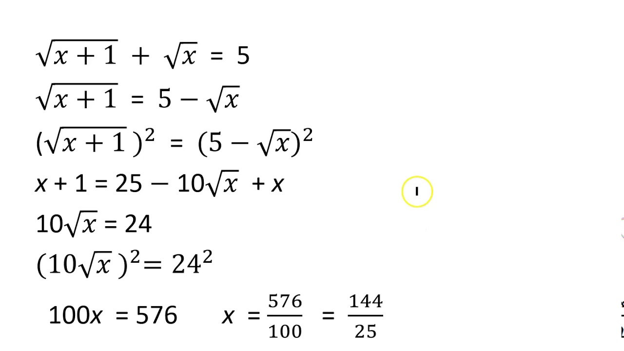 Radical Equations and Problem Solving - YouTube