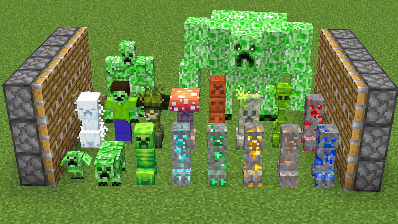 ALL x999 CREEPER combined in minecraft - YouTube