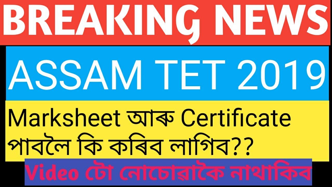 Assam TET 2019||Marksheet or Certificate||LP and UP - YouTube