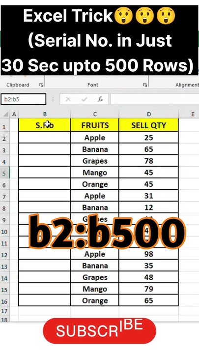 ExcelTrick🤔#Serial No. in Just 30 Sec#exceltips#excelshorts#excelformula#excel#exceltutorial# ...