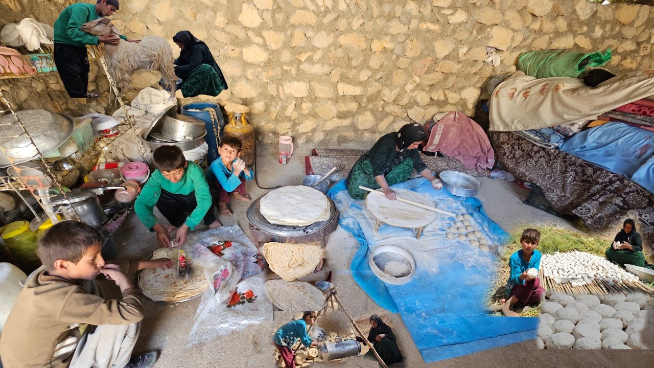 🔥 Real life of nomads | Making traditional curd and baking local hot ...
