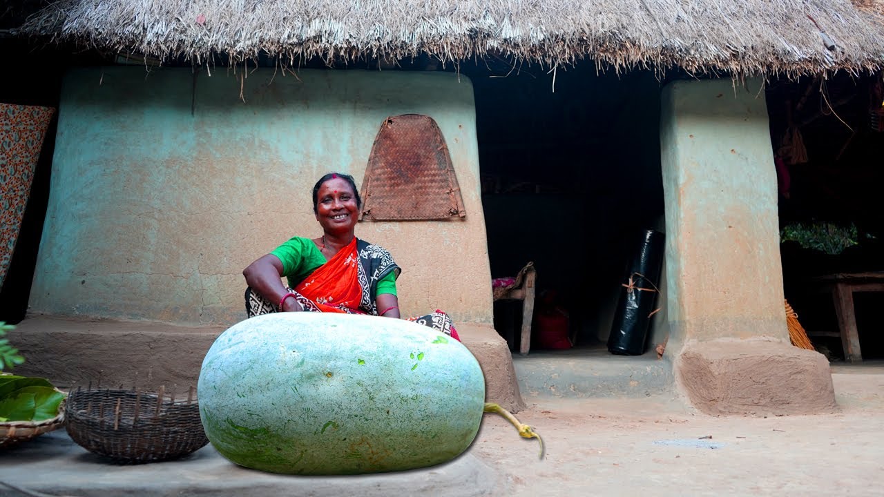 Cooking Ash gourd for their Dinner recipe | Tribe family cooking Ash ...