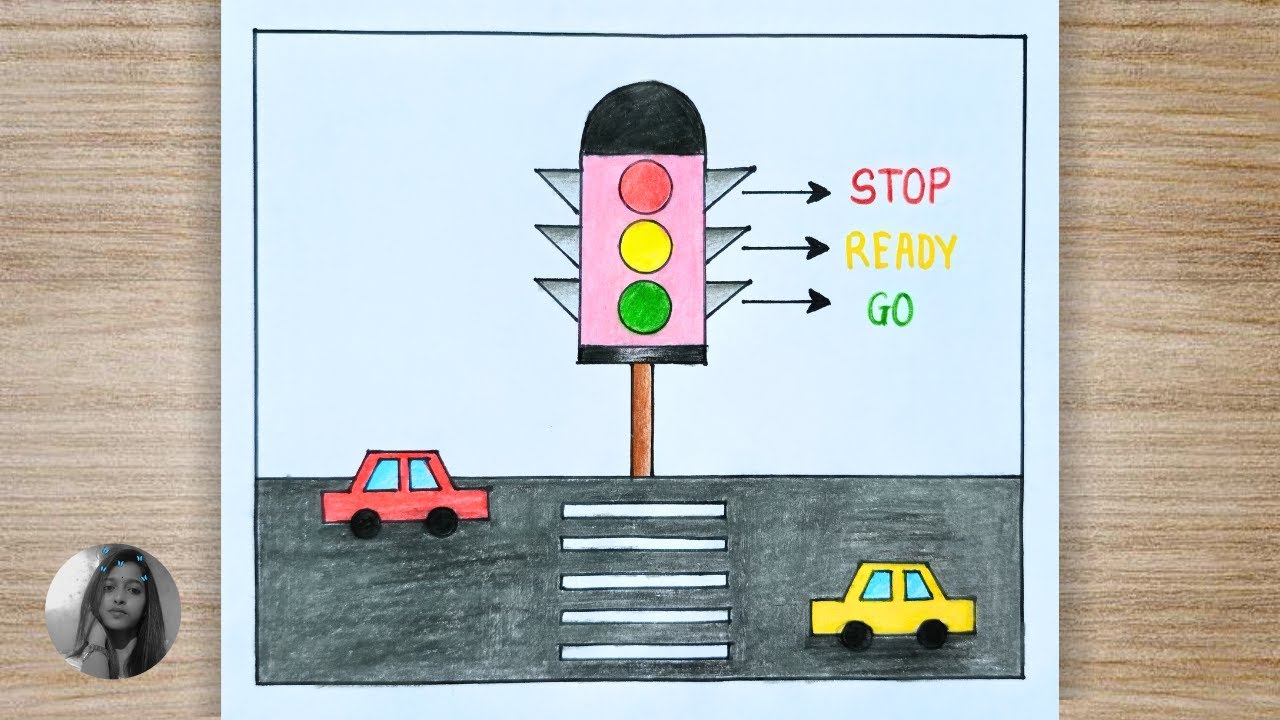 Very Easy Traffic Light Drawing 😍🚦 | How to Draw Traffic Light | Road ...