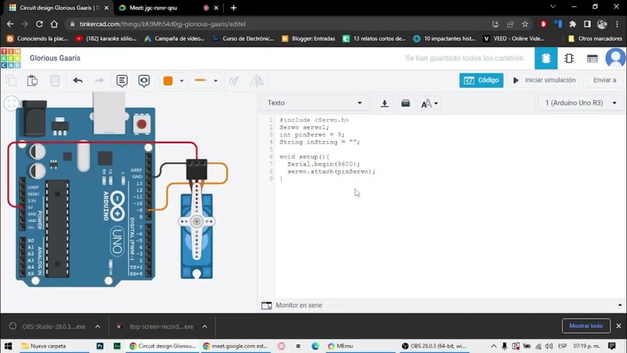 Controlando Servomotor con monitor serial Arduino UNO - YouTube