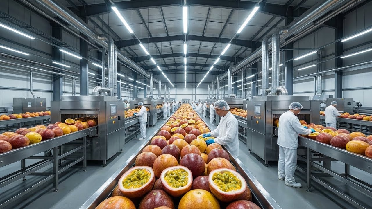 Inside the Passion Fruit Processing Factory: Massive Production Process ...
