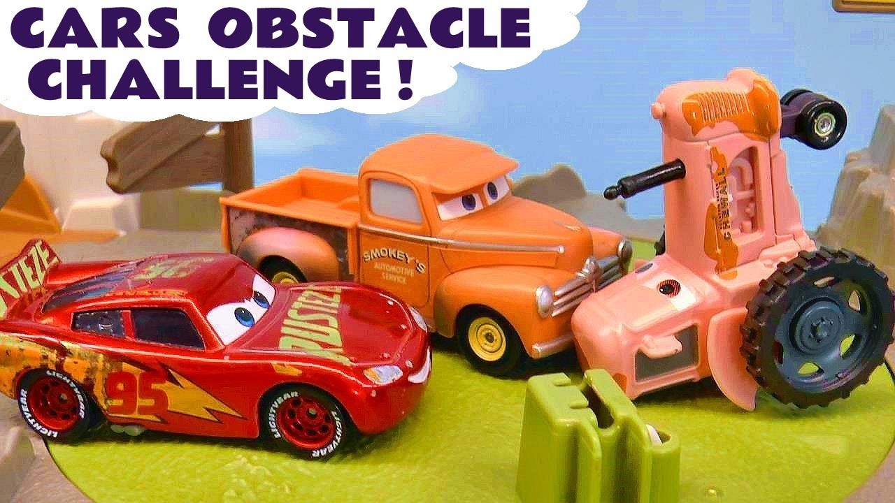 Tractor Obstacle Course Racing Challenge With Toy Cars McQueen - YouTube