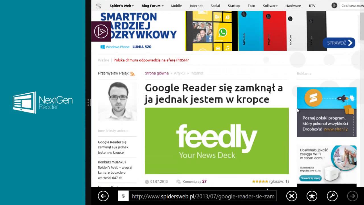 Windows 8 - NextGen Reader - Windows Store apps. - YouTube