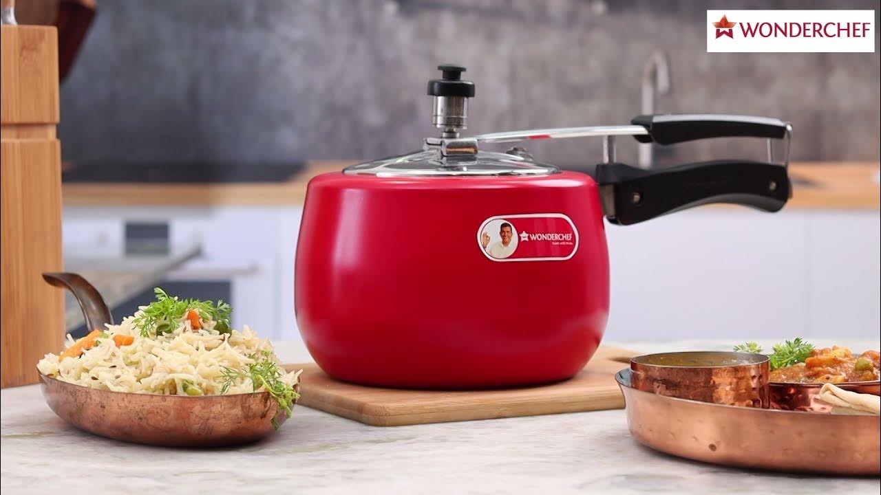Regalia Pressure Cooker 3L Red | Wonderchef by Sanjeev Kapoor - YouTube