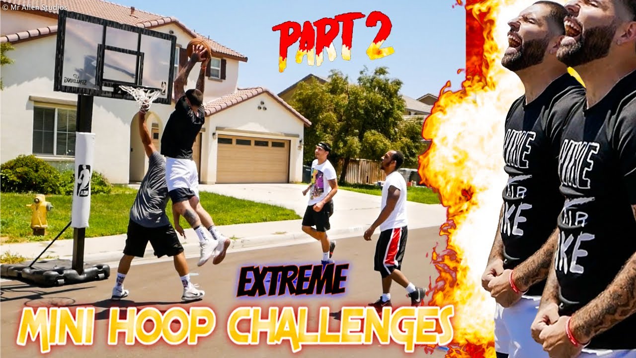 EXTREME Mini Hoop Challenges Pt 2! INTENSE 2v3 Pick Up Games! - YouTube