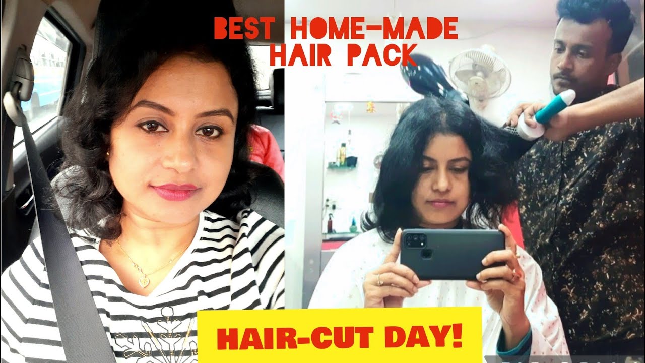 New Hair-Cut || Best Home-made Hair pack for hair fall and new hair ...