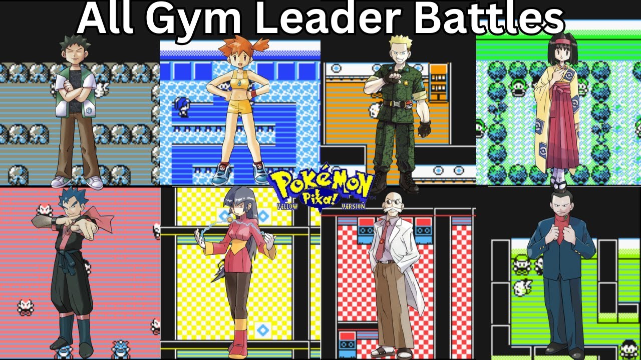 Pokémon Yellow - All Gym Leader Battles - YouTube
