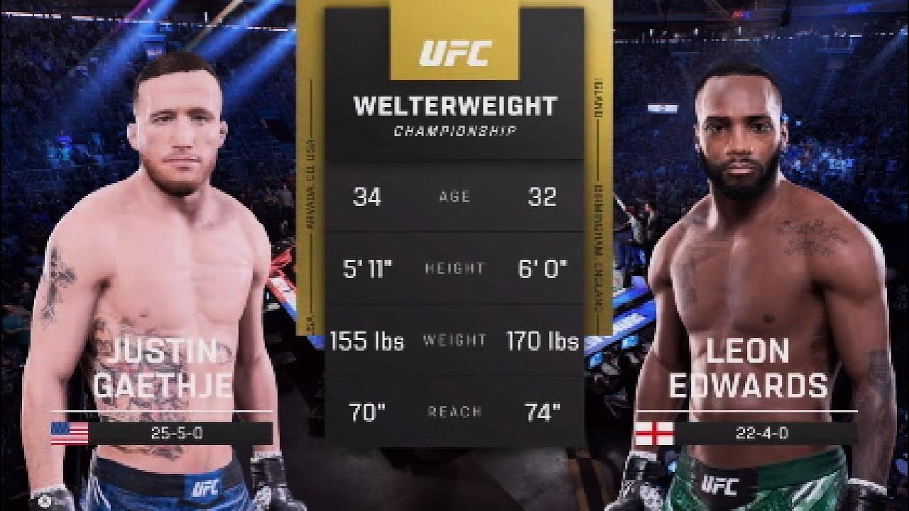 Justin Gaethje Vs Leon Edward Full UFC Fight - YouTube