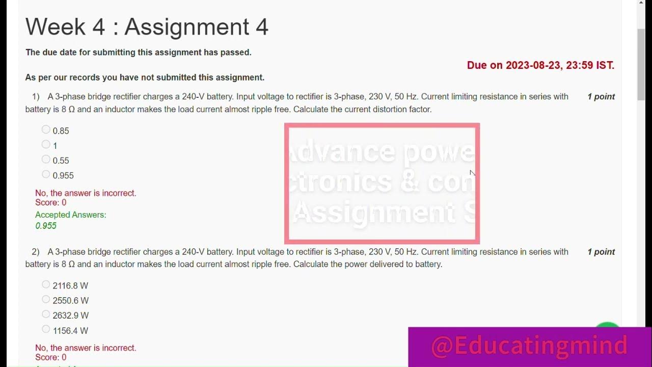 Advance power Electronics & control Week 4 Assignment solution NPTEL - YouTube