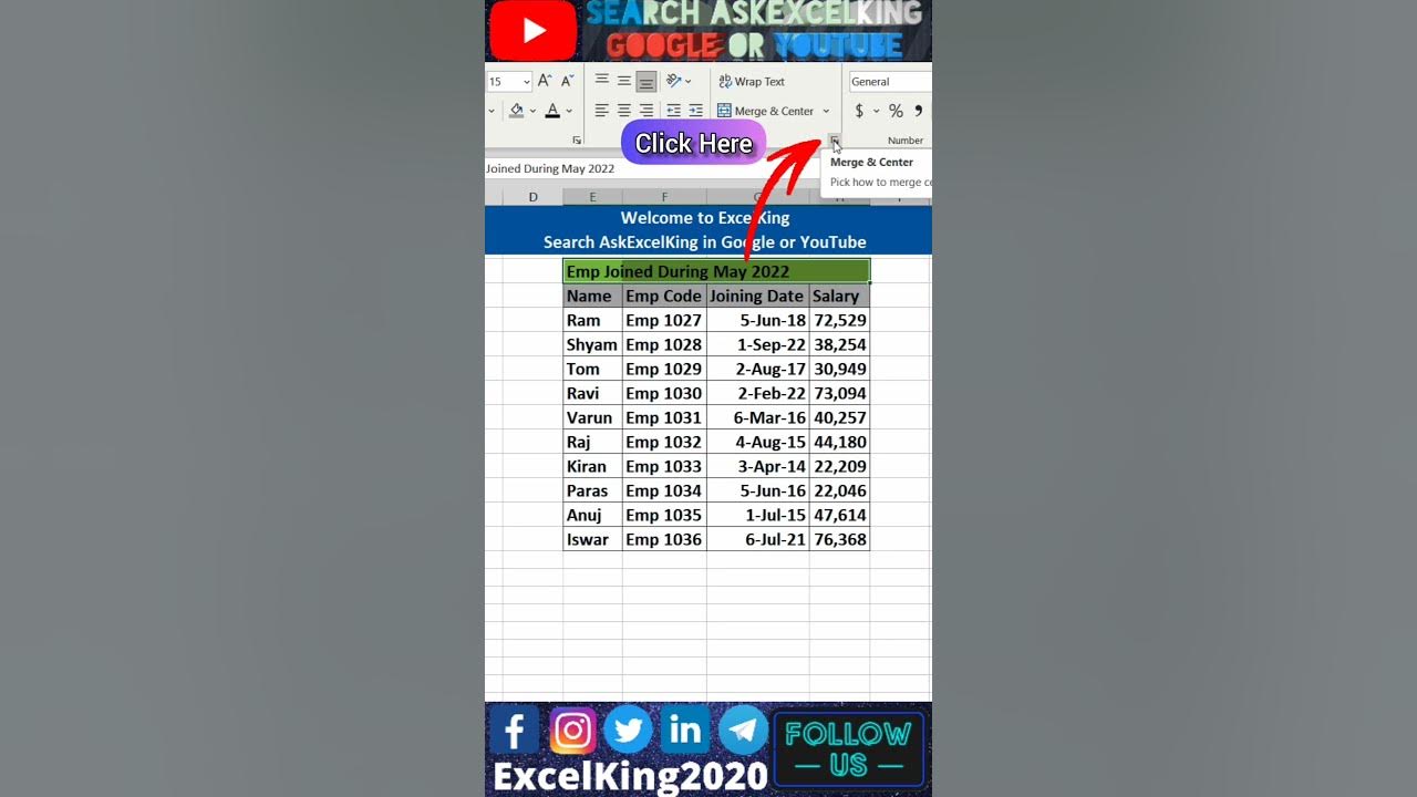 Text Centre Aligned without using Merge & Centre🌟 #AskExcelKing #excelking2020 #JSD #JMD #JH # ...