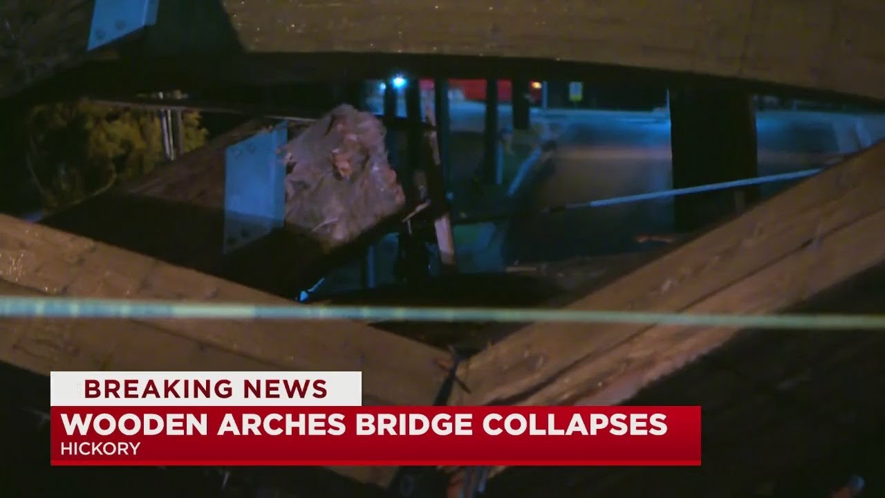 Wooden arches bridge collapse in NC - YouTube
