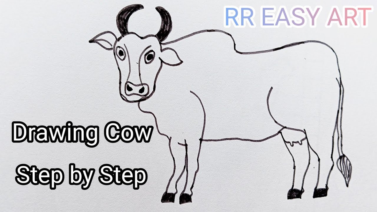 Drawing cow | Drawing cow step by step | How to draw cow easy ...